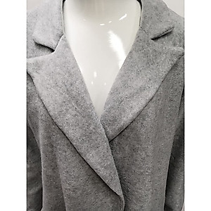Women Duffle Coat Peacoat Double-Breasted Notch Lapel Button-Down Jacket Solid Color Plain Thigh-Long Trench Outerwear Windbreaker(A Light Grey,2XL)