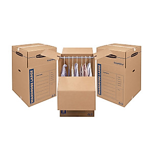 Bankers Box SmoothMove Wardrobe Moving Boxes, Tall, 24 x 24 x 40 Inches, 3 Pack (7711001)