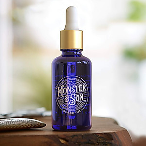 Monster&Son Classic Signature Blend Raw Cold Pressed Organic Beard Oil 1.7oz - Helps to Hydrate, Style and Promote New Hair Growth - Rich in Vitamins & Minerals - Jojoba, Argan & Meadowfoam Oils