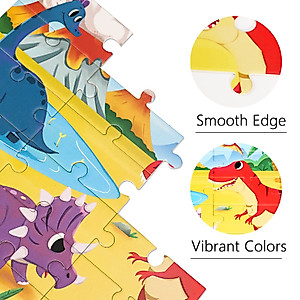 Puzzles for Kids Age 2-4, Wooden Jigsaw Puzzles for Toddlers Ages 2 3 4 Elephant,Dinosaur and Giraffe Animal Puzzle Preschool Educational Learning Toys