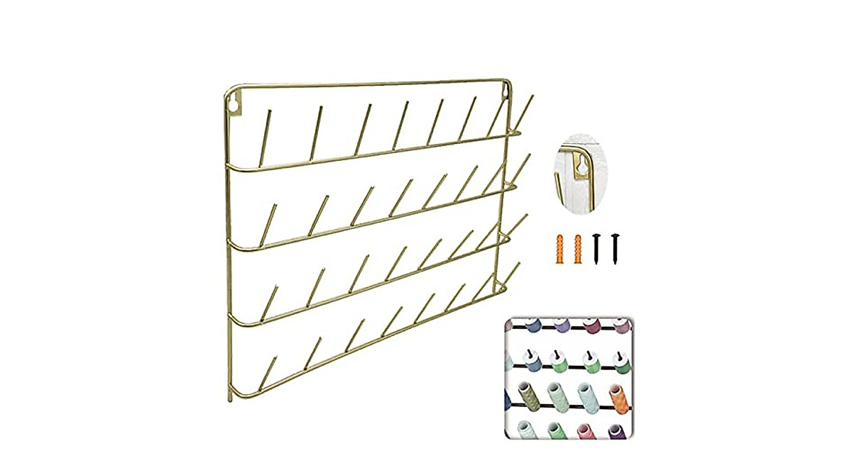 Deevoka 32-Spool Wall Mount Thread Rack for Sewing & Craft Room