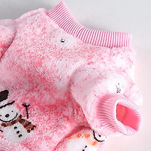 XIAOYU Christmas Pet Clothes Snowflake Pattern Warm Dog Pajamas Cat Jumpsuits Puppy Apparel, Pink, XL