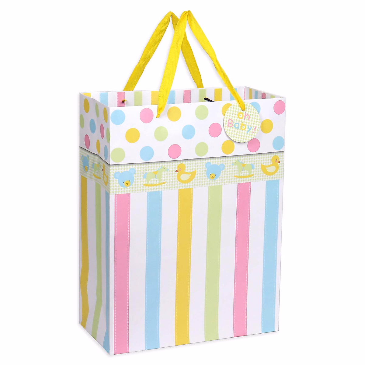 12 Pcs Baby Gift Bags, Large, Medium and Small Gift Bags Assortment for Baby Shower, Birthday, Parties, Baby Girl, and Baby Boy (Assorted Sizes)