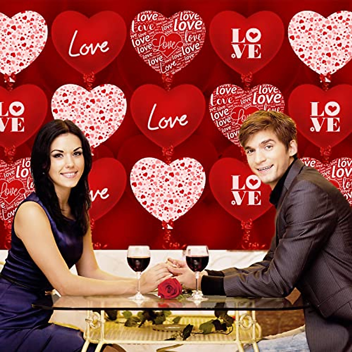 Yoiemivy 6 x 13 Ft Wedding Decorations Red Heart Garage Door Banner Large Anniversary Party Decor Banner for Photo Studio Props Bridal Shower Engagement Engaged Ceremony Decorations