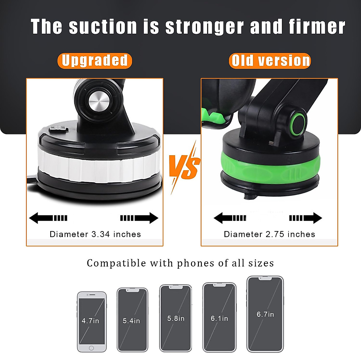 Pincuttee Sucker Car Phone Holder 2023 New Upgraded Sucker Car Phone Holder Mount Stand Universal Dashboard/Windshield/Window Phone Holder(Black,1PC)