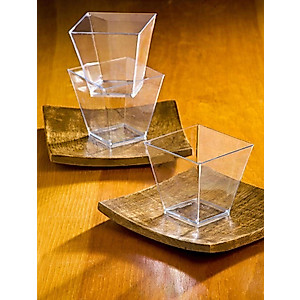 Zappy 100 Ct Elegant Square Mini Cube 2oz Clear Tasting Sample Shot Glasses 100 Ct Dessert Cups Disposable Plastic