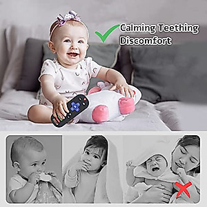 Rayshie Silicone Baby Teether Toy, Baby Chew Toys, BPA Free for Sucking Needs, for Infants 3+ Months, for Soothing Sore Gums, Remote Control Shape Teethers for Babies Chew Toys（Black）