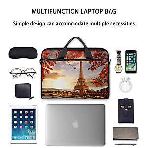Eiffel Tower Sunset Laptop Computer Bag Waterproof Shoulder Messenger Bag 13-15 inch Durable Laptop Tote Bag with Shoulder Strap Handle Lightweight Crossbody Briefcase
