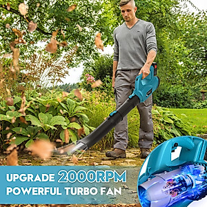 Cordless Leaf Blower Battery Powered 21V 4000mAh, 320 CFM 180 MPH Brushless Axial Electric Blower W/Battery and Charger, Turbo Fan 6 Variable Speed Leaf Blower for Lawn Care Patio Driveway Snow Dust