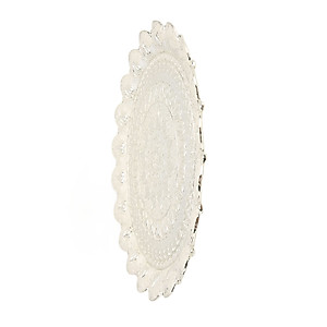 Ozgkee Turkish Tea Coffee Serving Tray, Vintage Style Embossed Pattern Round Coffee Plate for Bar Outdoor Dresser Dessert(Silver)