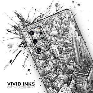 DesignSkinz Aerial Cityscape Black and White Protective Vinyl Decal Wrap Skin Cover Compatible with The Samsung Galaxy S20 (Screen Trim & Back Glass Skin)