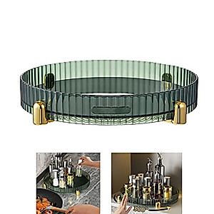 ANFENGLOU Lazy Susan Organizer with Gold Non-Slip Base, 11Inch Green Turntable Organizer for Cabinet, Spice Rack, Advanced Storage Decorative for Organizer Kitchen Countertop Cupboard