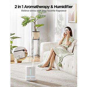 GoveeLife Smart Humidifier for Bedroom Large Room, 4.5L Cool Mist Top-Fill Humidifiers with Scent Diffuser & Night Light, Voice & App Control, Dual 360° Rotation Nozzles, Handle Design, Auto Shut Off