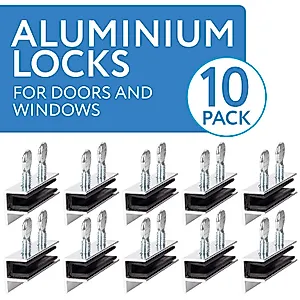 Impresa Sliding Door & Window Locks Pack of 10 | Window Locks for Sliding Windows & Doors | Easy Installation Window Lock Without Tools | Fits Tracks up to 3/8 inch | Aluminium Window Security Locks