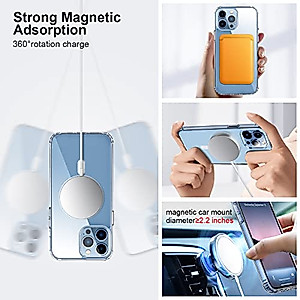 Savjn Magnetic iPhone 13 Pro Max Case, MagSafe-Compatible, Slim Shockproof Clear Cover, Non-Yellowing TPU Bumper for 6.7" 2021