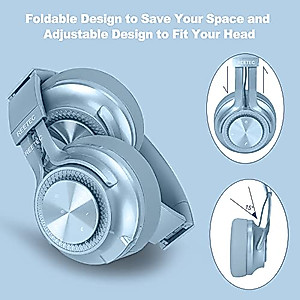 REETEC Wireless Bluetooth Headphones Over-Ear - [40 Hrs Playing Time, Soft Protein Earpads] Foldable HiFi Stereo Wireless Headphones with Microphone, Deep Bass Headset for Phone, PC, iPad - Blue