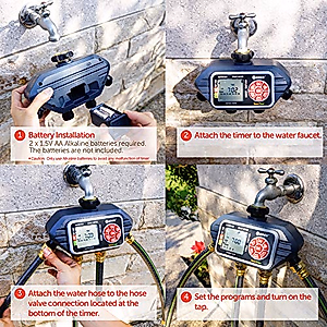 Eden 93413 Programmable Digital Water Timer 4-Zone, Compatible with Wireless Soil Moisture Sensor