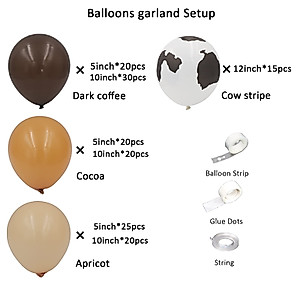 EROOCAI Cowboy Balloons Garland Arch Kit-150pcs Brown Apricot Cocoa Cow Pattern Balloons for Western Cowboy Cowgirl Farm Animal Themed Baby Shower Bachelor Birthday Party Decorations Supplies