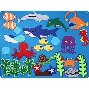 Crafty Toyz Ocean Animals Felt Board Set – Toddler Sea Creatures Play Kit – Kids Preschool Classroom Story Crafts – Toddlers Learning Animal Wall Toy