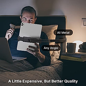 VIJIM iPad Tablet Holder for Bed or Desk, Black Metal Adjustable iPad Arm Mount Stand, Overhead Compatible for iPad Air Pro Mini, Surface Pro Stand, iPhone, Android Tablet