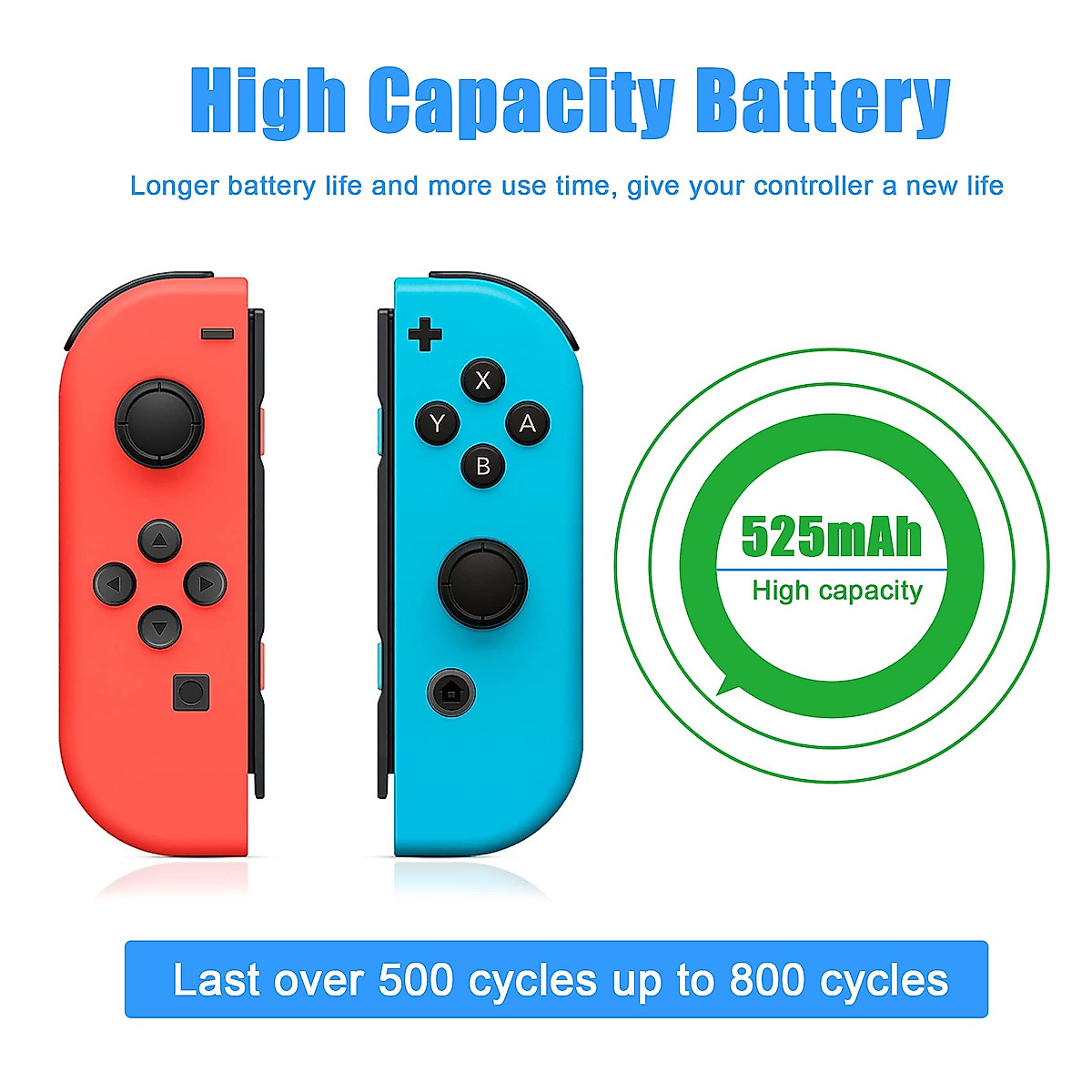 REACELL 2 Pack HAC-006 Battery Pack Compatible for Nintendo Switch HAC-015 HAC-016 Left & Right Joy-Con Controller, Battery with DIY Repair Tool Kit