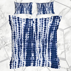 Traditional Jaipur Shibori Indigo Blue Duvet Cover King/Twin Size, Indian Cotton Throw Doona Cover, Bohemian Boho Quilt Comforter Cover (King Size 90x108 Inches)