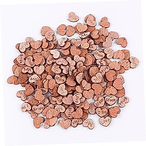 EXCEART 1000 Pcs Heart Table Buttons for Decor Wedding Decoration Heart Shape Patch Button Embellishments Heart Wood Slice Valentines Confetti Sewing Buttons Stickers Wood Grain Wooden