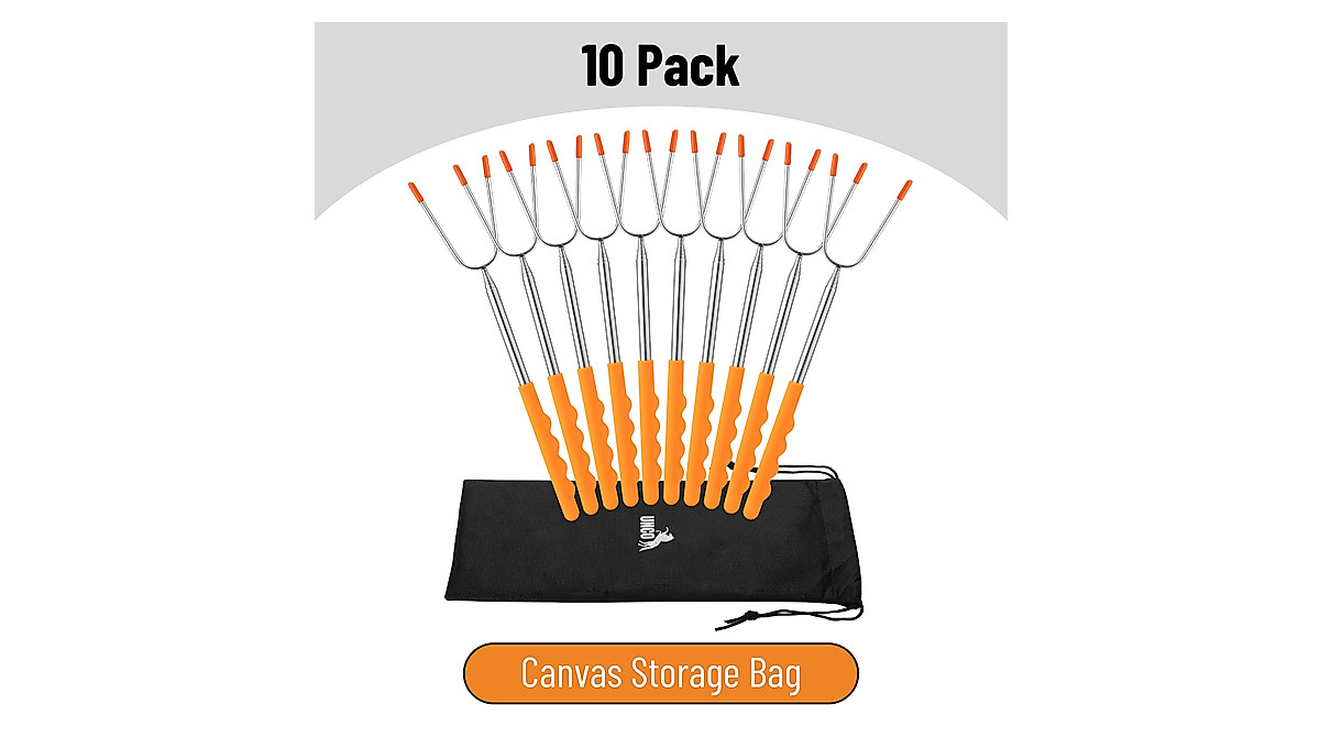 UNCO Marshmallow Roasting Sticks - 10 Pack, Extendable Stainless Steel ...
