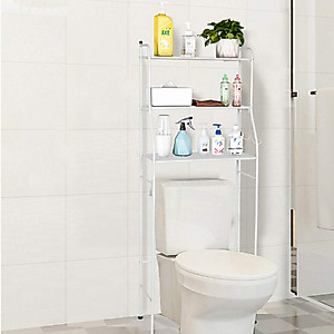 DESIGNSCAPE3D Premium 3-Tier Bathroom Storage Rack Over The Toilet Storage, Metal Frame, Increase Storage Space to Organize Your Bathroom, White