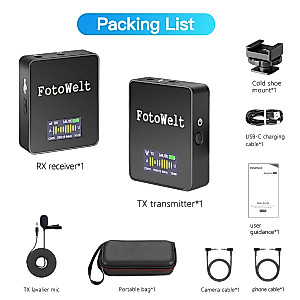 Wireless Lavalier Microphone, Lapel Microphone for DSLR Camera with OLED Display, Realtime Monitoring, Wireless Lav Mic for Podcast Interview Vlogging Youtube Video Recording