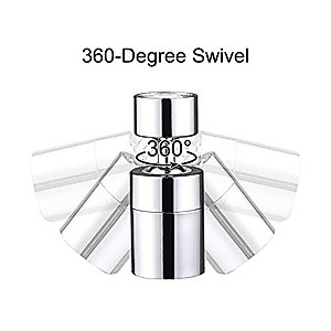 Faucet Aerator,Dual Function 360 Degree Swivel Sink Aerator,Big Angle 80 Degree Rotation 2 Sprayer Kitchen Faucet Aerator,55/64 Inch-27UNS Female Thread,2.5GPM,Polished Chrome