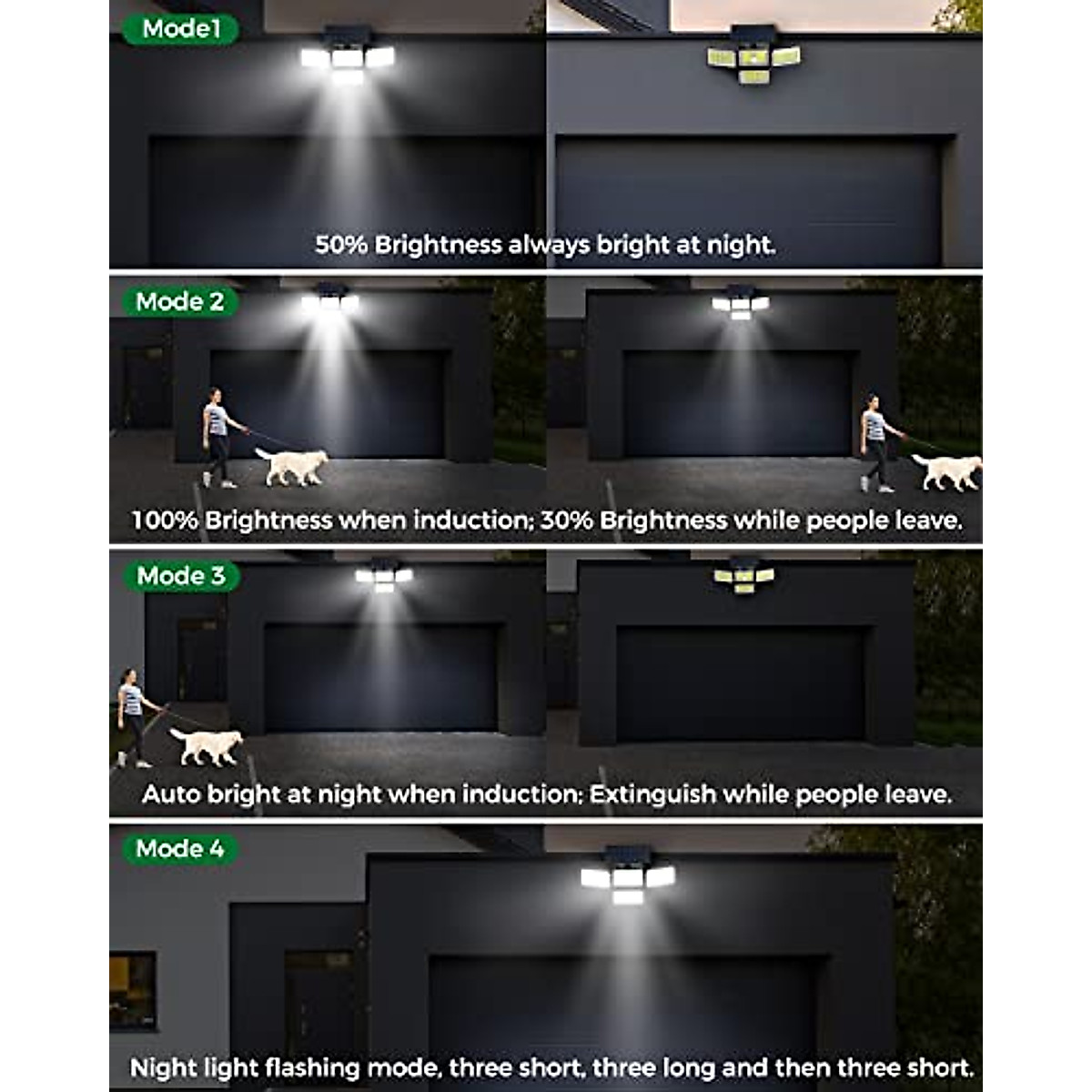 Mokot Solar Outdoor Lights, 288 LED IP65 Waterproof Motion Sensor Outdoor Lights with Remote Control, 4 Heads Solar Flood Lights for Garden Patio Yard Area Light - 2Pack
