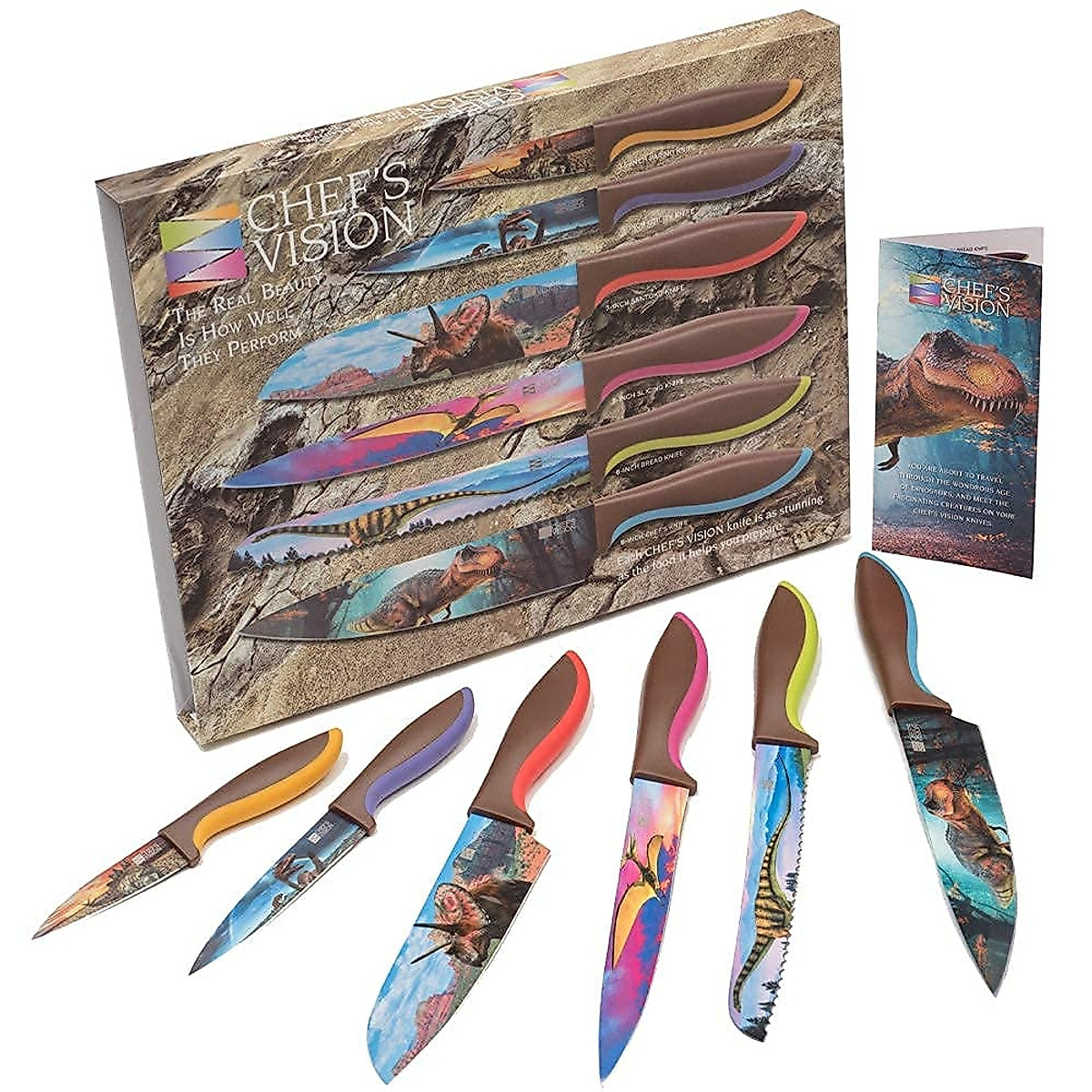 CHEF'S VISION Jurassic Knife Set Bundle With BEHOLD Wall-Mounted Magnetic Holder Silver