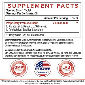 Tuthi Oral Probiotics for Mouth - Dental Probiotic for Gums & Oral Health - Bad Breath Treatment for Adults - 60 Lozenges Cinnamon Flavor