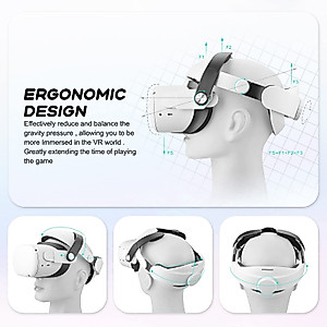Eyglo M5 Head Strap for Oculus Quest 2/Meta Quest 2 - Adjustable Halo Strap Reduce Pressure On Face, Pad Thick Sponge Cushion Foldable Headband Enhance Support and Comfort in VR