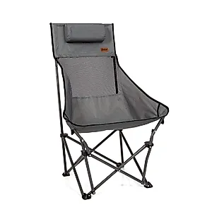 MacSports XP High-Back Folding Camping Chair | Outdoor Back/Lumbar Support, Lightweight (Weighs Under 6lbs), Heavy Duty (Supports 225lbs), for Camping Hiking Gaming Backpacking Sports Hunting (Gray)