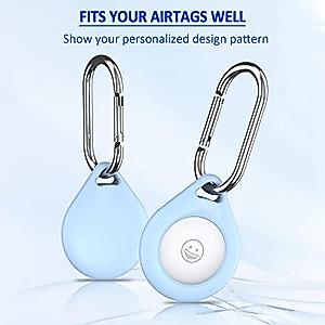 R-fun Airtag Holder,4 Packs Apple Airtags with Metal Keychain, Multi-Color Protective Silicone Airtag Case Key Ring for Luggage, Dog Collar, Keys, Anti-Scratch Protective - (Black,Blue,Sky Blue,Green)