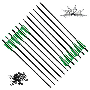 TOPARCHERY 12pcs Crossbow Arrows Crossbow Bolts 20 inch and 100pcs 1/4 Inch O-rings Bundle