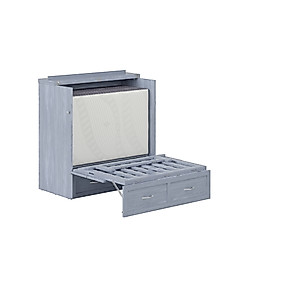 AFI Northfield Twin XL Size Murphy Bed Chest with Mattress, Storage, & Built-in Charger in Driftwood