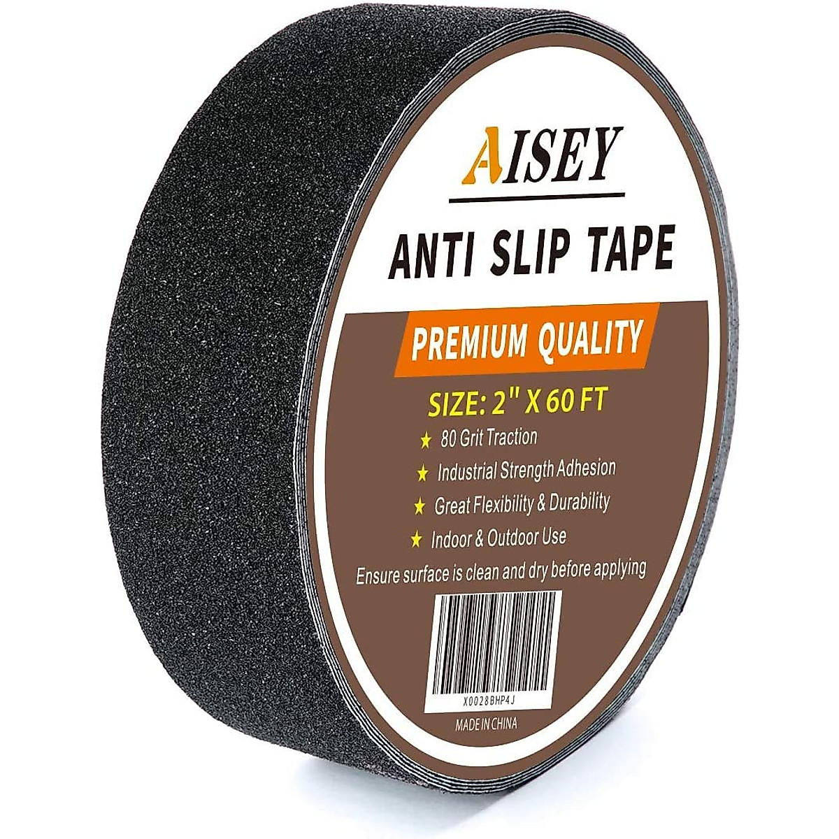Anti Slip Traction Tape Outdoor 2 in x 60 Foot, Non Slip Safety Tape for Steps, Grip Tape for Stairs, Tread Tape Use on Walkways, Stairs, Ramps and Decks