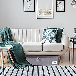 Yawinhe 2 Pack Under Bed Storage Containers with 4Handles,Sturdy Zipper und Label Holders, 23.62x11.8x6in,Foldable Blanket Storage Bags, for Comforter, Blanket, Clothing, Grey SNH002GS-2