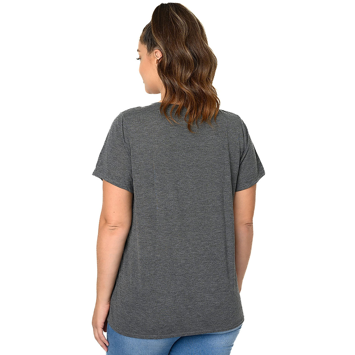 Beatles Plus Size Womens T-Shirt V-Neck Come Together Vintage Print (Charcoal, 4X)