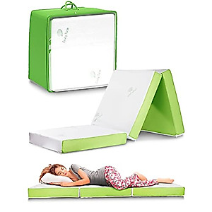 Cushy Form Floor Mattress - Foldable 4 Inch Foam Camping Bed w/Case for Adults & Kids - Folding Portable Bed for Travel, Van, Guest - Fold Up Pad - College Dorm Room Essentials for Girls and Guys