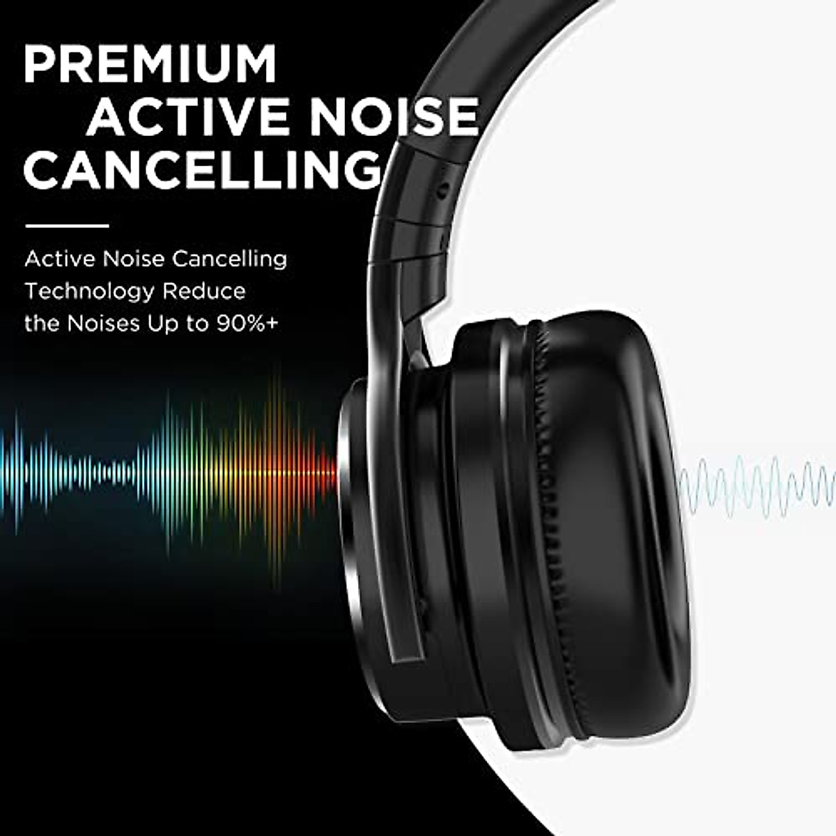 Earpsy E7 Pro Active Noise Cancelling Headset Bluetooth Headphones with Built-in Microphone Wireless Headset and Light Weight-Red