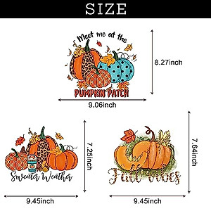 Thanksgiving Iron on Sticker Patches Pumpkin Iron On Heat Transfer Decals Washable Pumpkin Maple Leaf Fall Design Autumn Hot Heat Transfer Vinyl Appliques for Clothing Art Decoration Accessories
