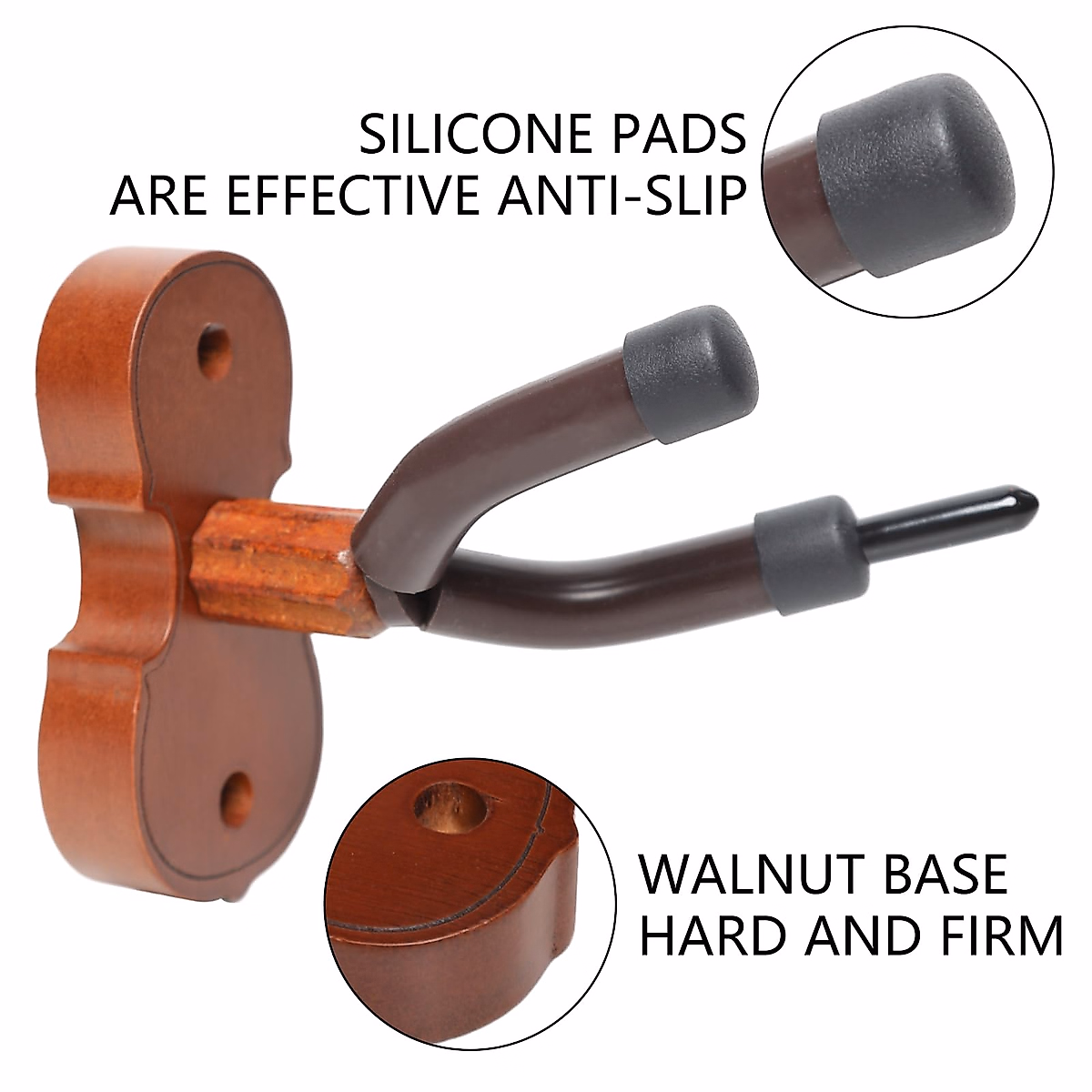 DODOMI Mahogany Violin Wall Mount Hanger with Bow Hook - Violin and Viola Stand