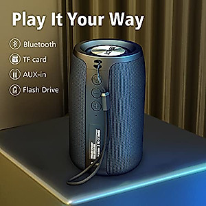 ZEALOT Portable Bluetooth Speakers, Waterproof Speaker IPX5, Mini Wireless Speaker, S32 Upto 12H Playtime, Stereo Pairing, MIC/TF Card/USB/AUX for Home/Outdoor Competible for iOS Andriod Black