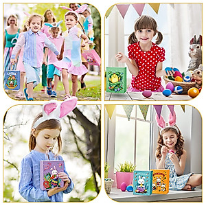 KINQKESO 24 PCS Easter Gift Bags,Easter Bags with Handles for Easter Egg Hunt,Easter Treat Bags with Happy Easter Eggs Bunny Designs for Kids Easter Party Favor Supplies