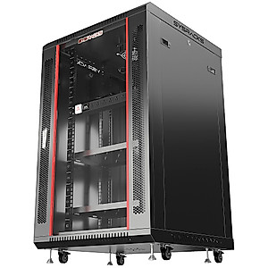Sysracks - Server Rack – Wall Mount Rack - Locking Cabinet for Network - Electronics - Security - Audio - Video - AV Equipment - Data Rack - Legs/Power Strip/Shelf/Fan - 24-Inch Deep Sysracks… (18U)