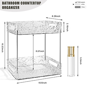 TENDER EPOCH 2-Tier Bathroom Counter Organizer Countertop Storage, Dresser Organizer Vanity Tray for Makeup, Perfume Organizer Cosmetics Skincare Shelf Organizer - Clear